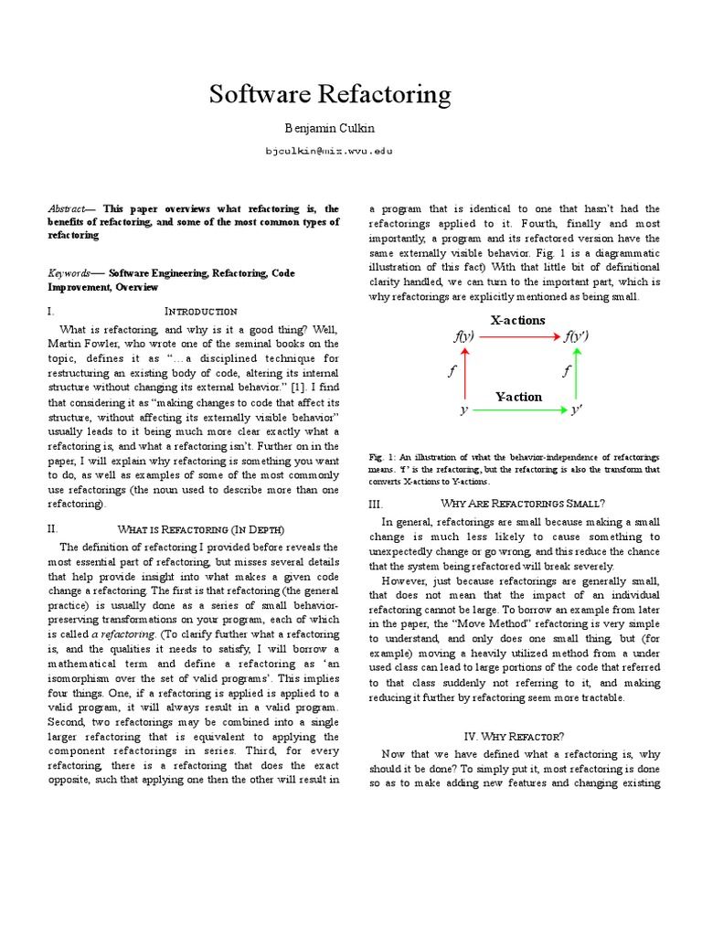 Software Refactoring: Benjamin Culkin | PDF | Method (Computer ...