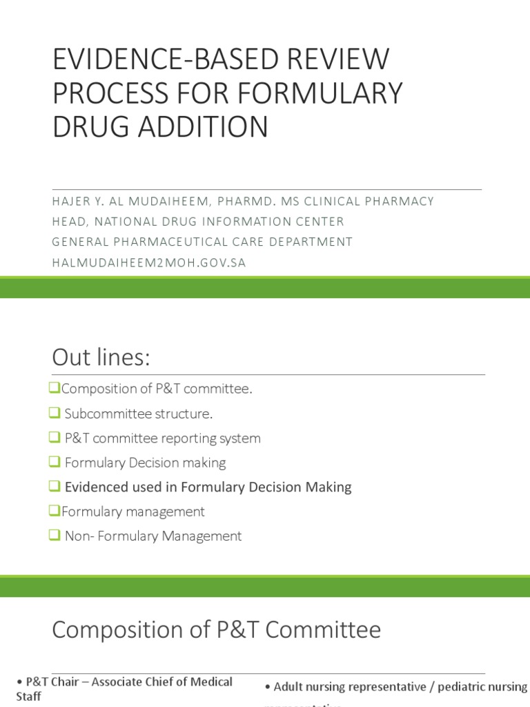 Evidence-Based Review Process For Formulary Drug Addition | PDF ...