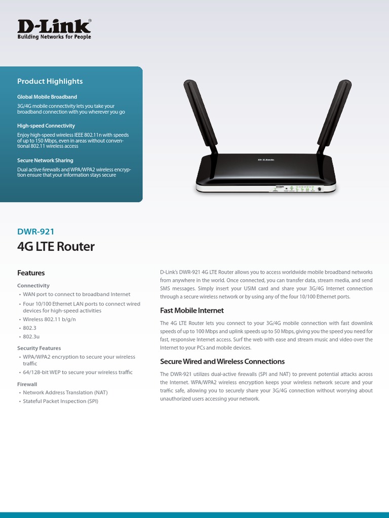 4G LTE Router: Product Highlights | PDF | Wireless Lan | 4 G