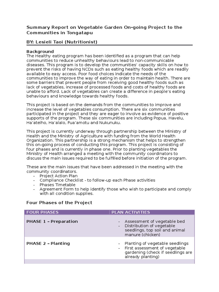 Vegetable Garden Project Report | PDF | Healthy Diet | Vegetables
