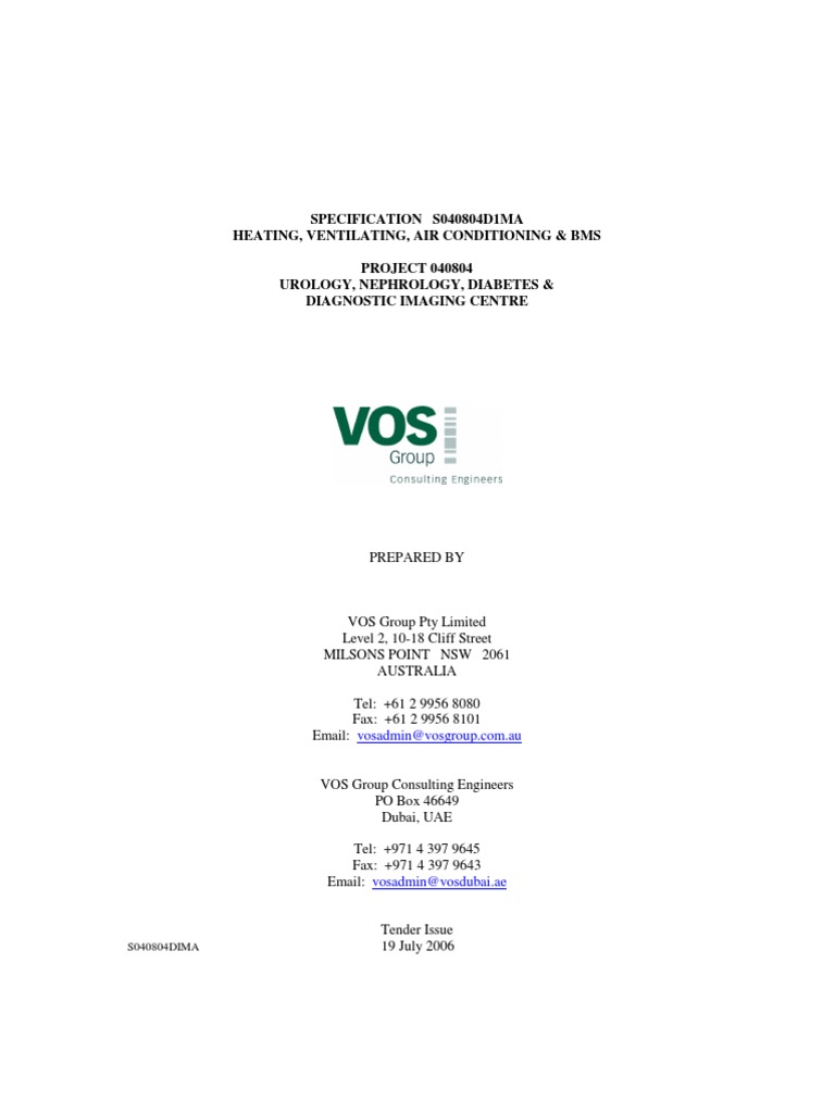 HVAC & BMS Specs for Medical Center | PDF