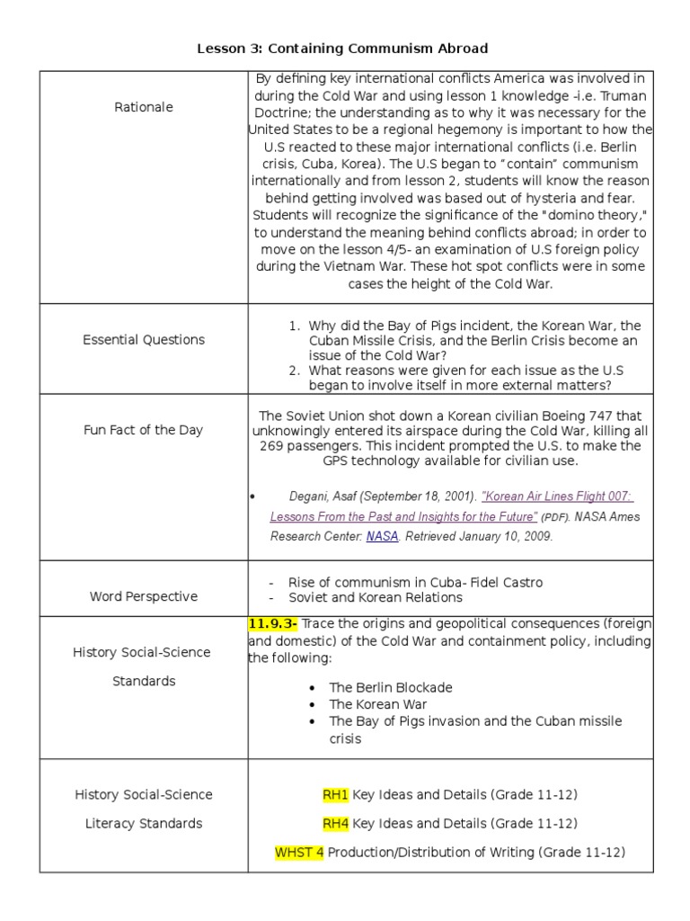 Cold War Lesson 3 | PDF | Cold War | Korean War