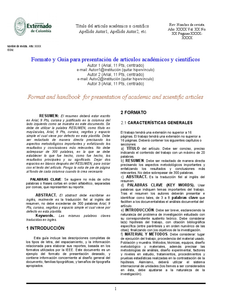 Formatos y Guia para Publicacion de Articulos Academicos y Cientificos | PDF | Texto | Escritura