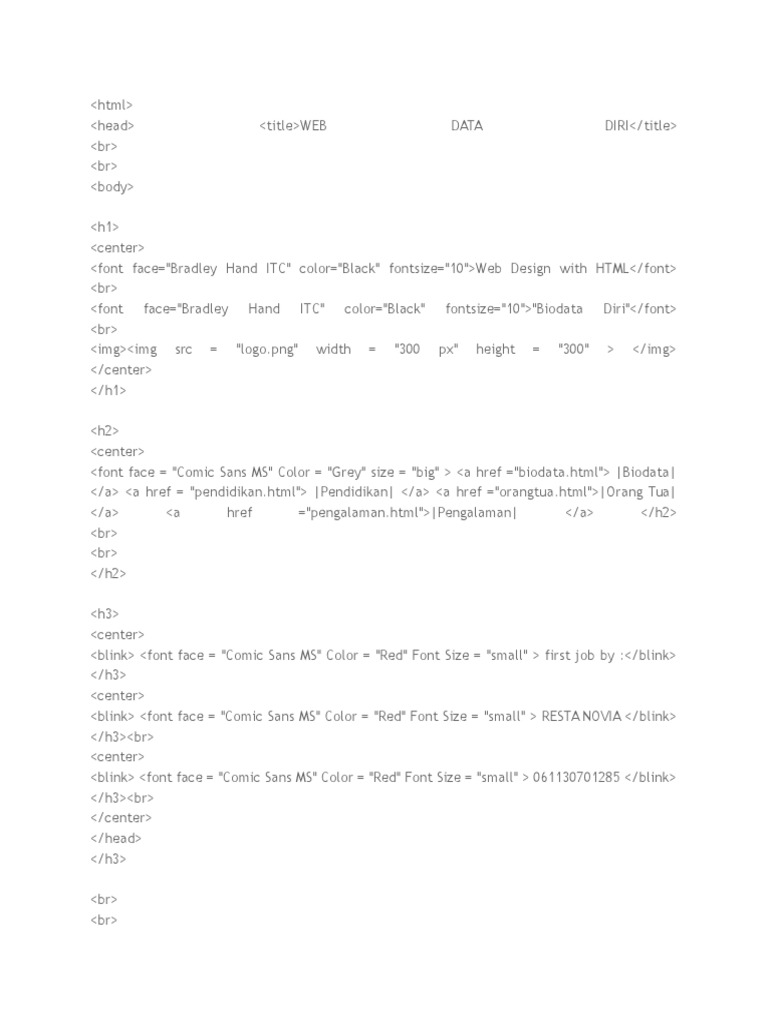 Web Design Biodata Code | PDF | Computing And Information Technology