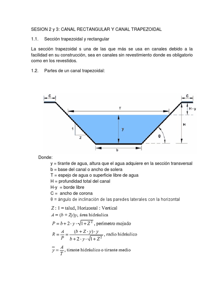 Diseño de Canal Rectangular y Trapesioidal | PDF | Tecnología