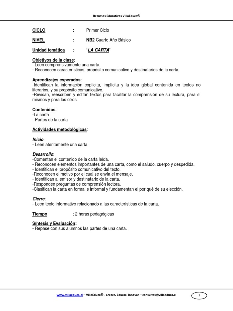 La Carta | PDF | Comprensión lectora | Comunicación