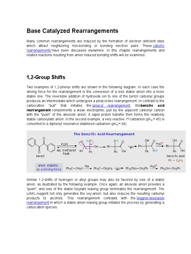 Base Catalyzed Rearrangements Explained | PDF | Chemical Reactions | Ion