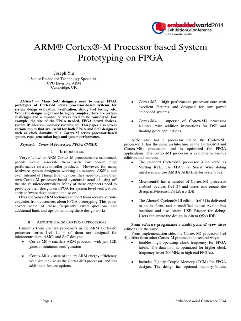 Yiu - Cortex-M Processor Based System Prototyping On FPGA | PDF | Field Programmable Gate Array ...