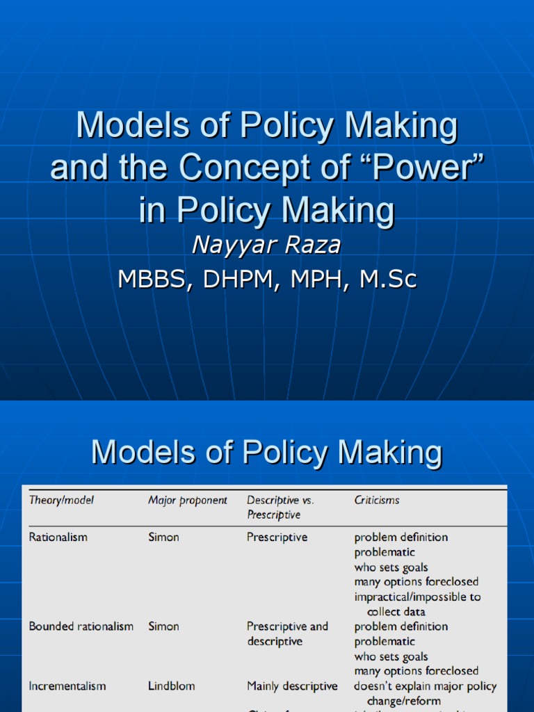 Models of Policy Making and The Concept of Power in Policy | PDF ...