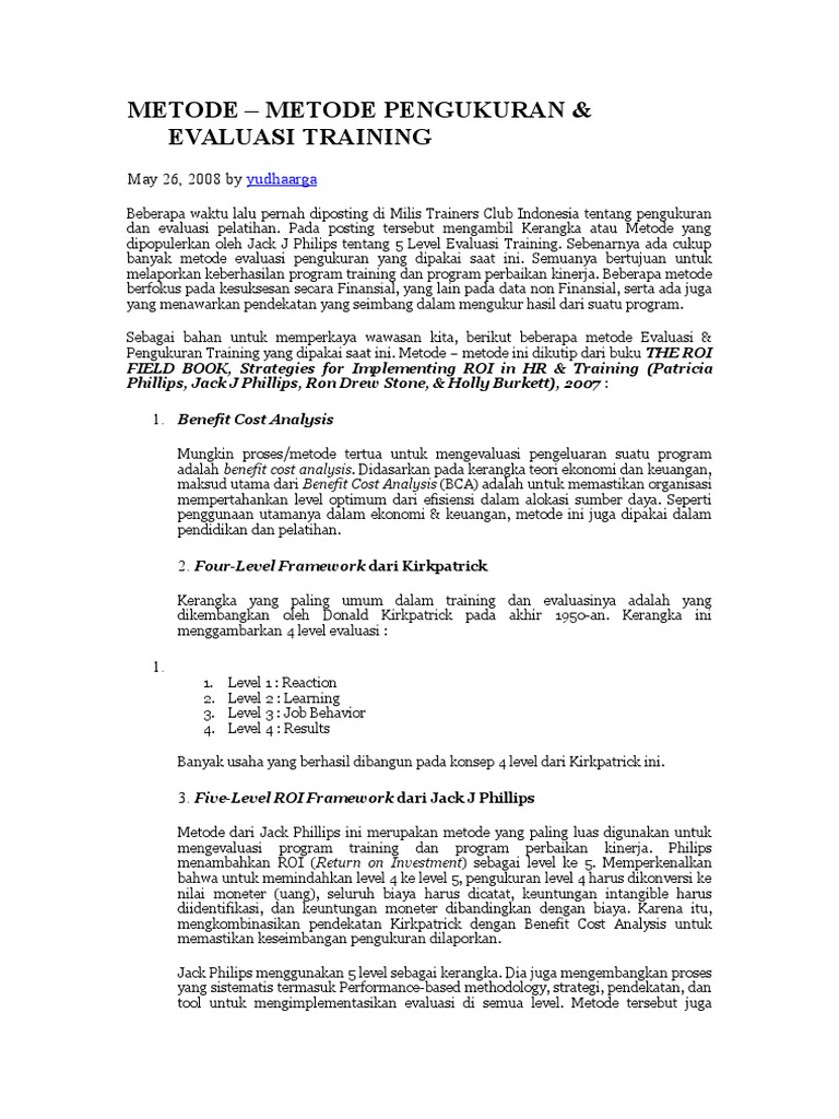 METODE Evaluasi Training | PDF