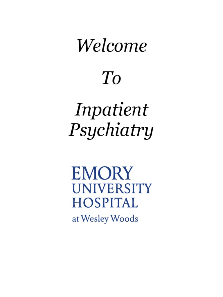 Inpatient Psychiatric Unit Patient Handbook | PDF | Patient | Nursing