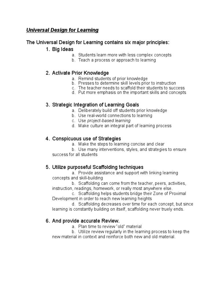 Principles of Universal Design for Learning | PDF | Business