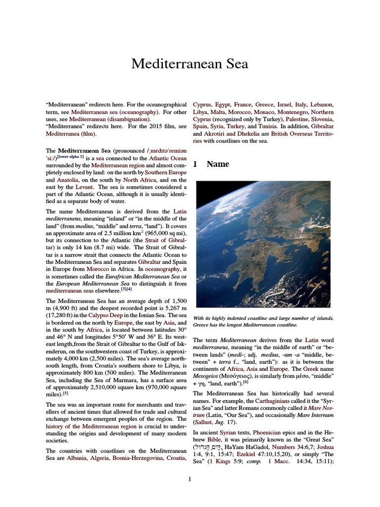 Mediterranean Sea | PDF | Mediterranean Sea | Physical Geography