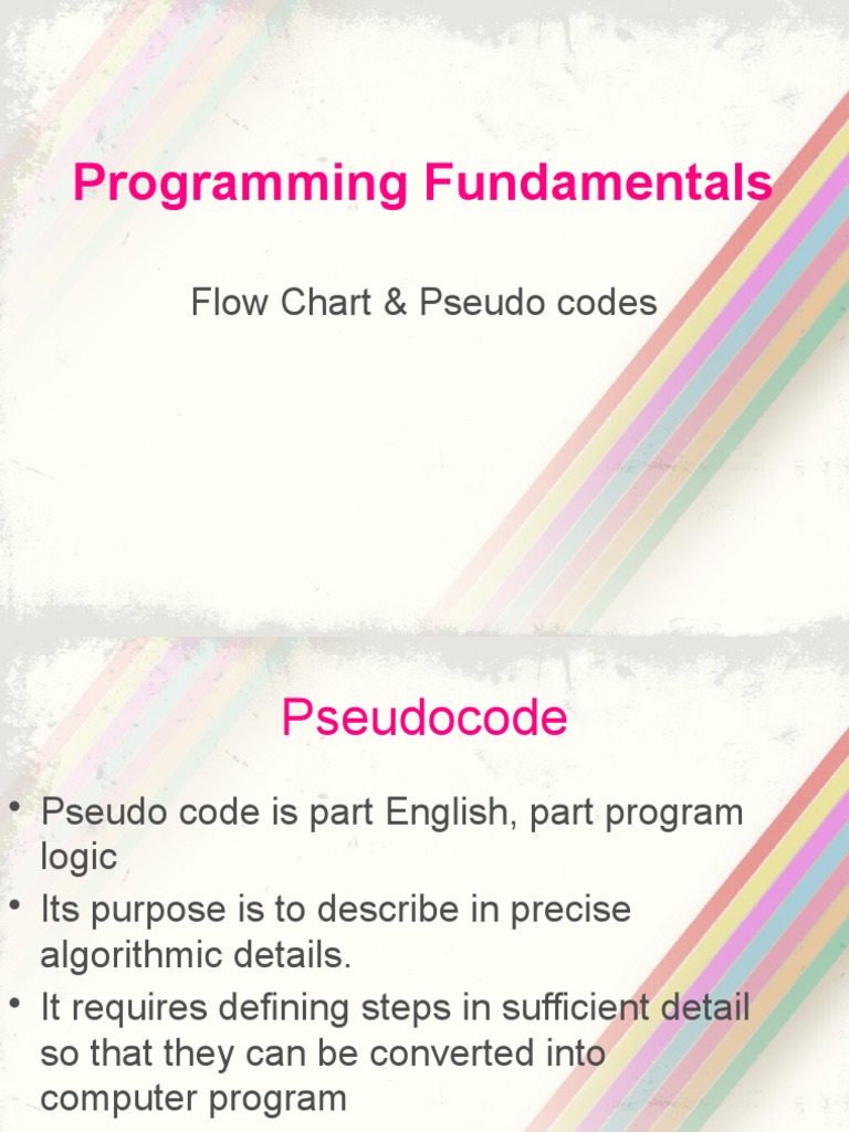 Programming Fundamentals: Flow Chart & Pseudo Codes | PDF | Computer ...