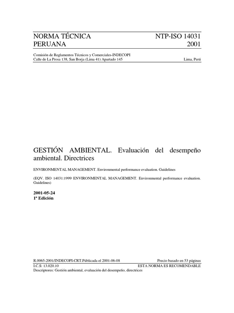 NTP Iso 14031 | PDF | Planificación | Toma de decisiones