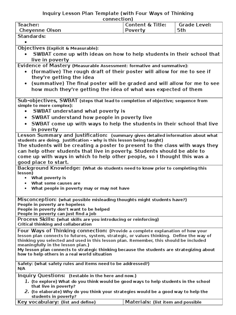 Poverty Lesson | PDF | Lesson Plan | Educational Assessment