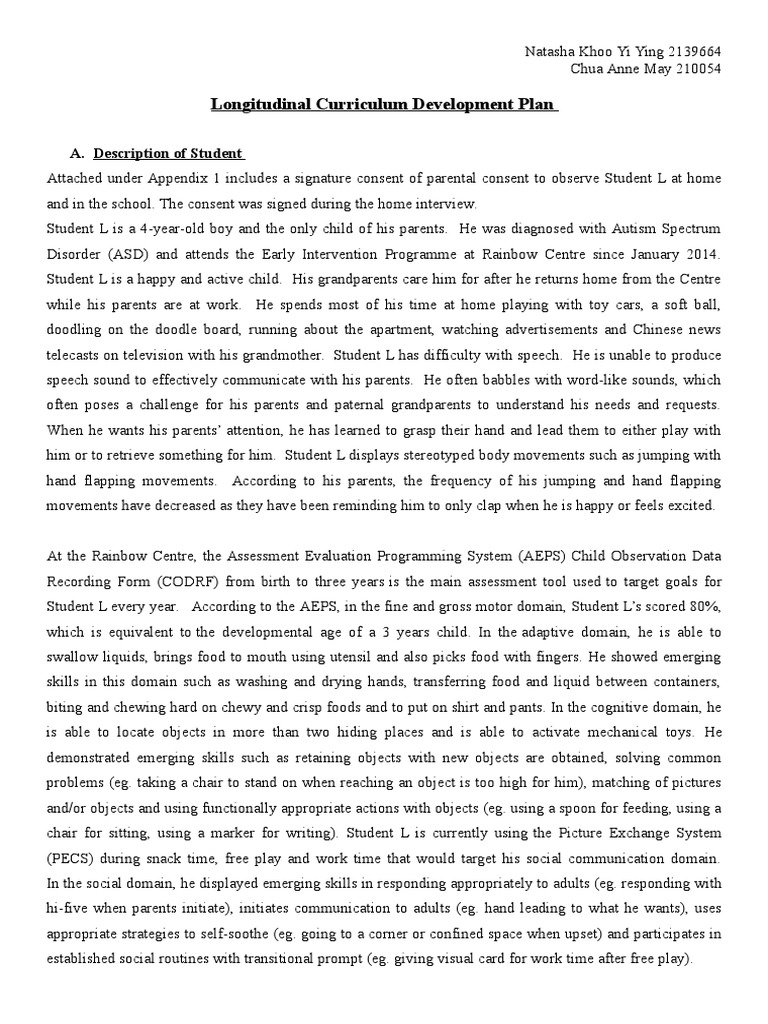 Longitudinal Curriculum Plan for ASD | PDF | Autism Spectrum | Autism