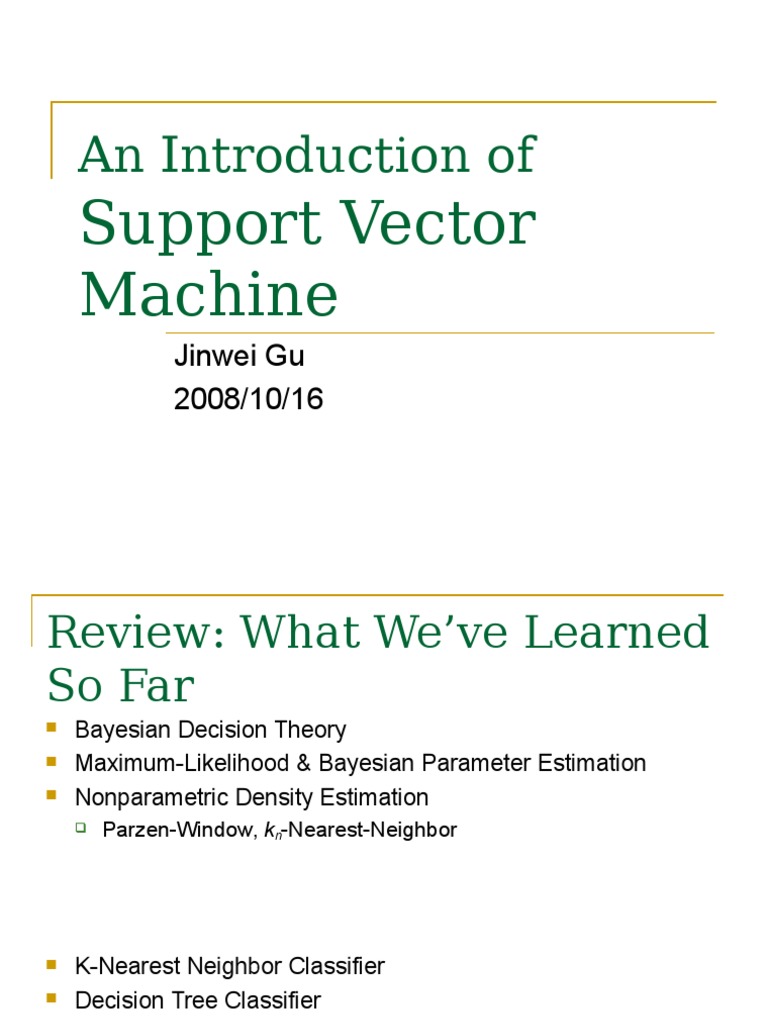 An Introduction Of: Support Vector Machine | PDF | Support Vector Machine | Statistical ...