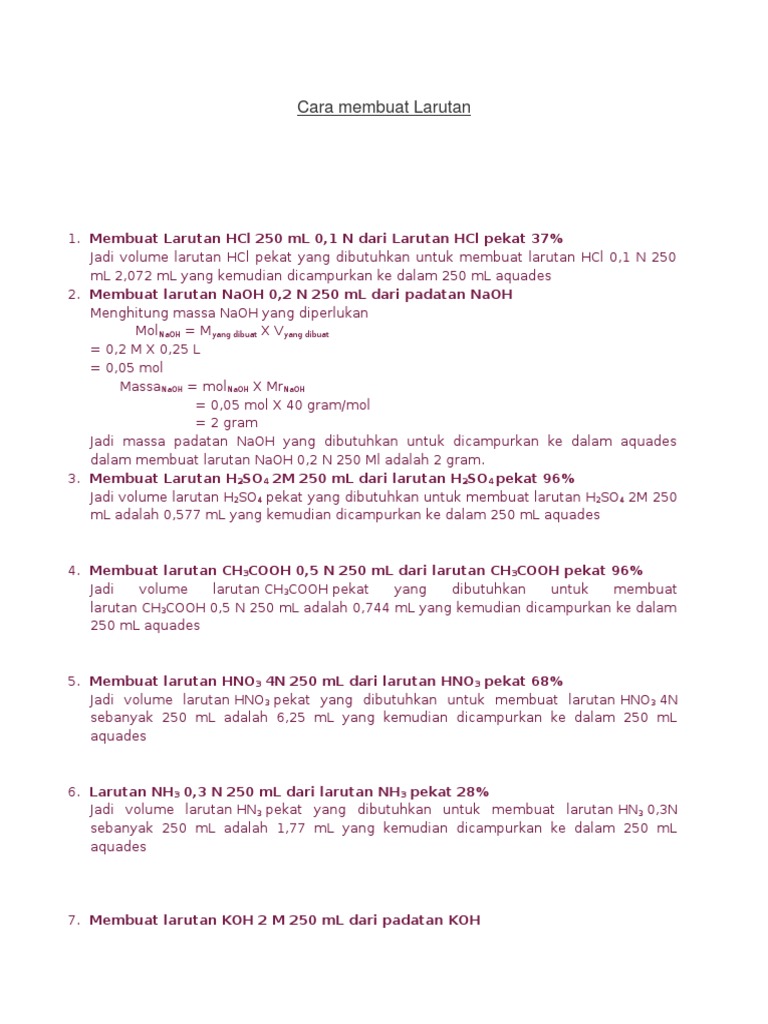 Cara Membuat Larutan | PDF
