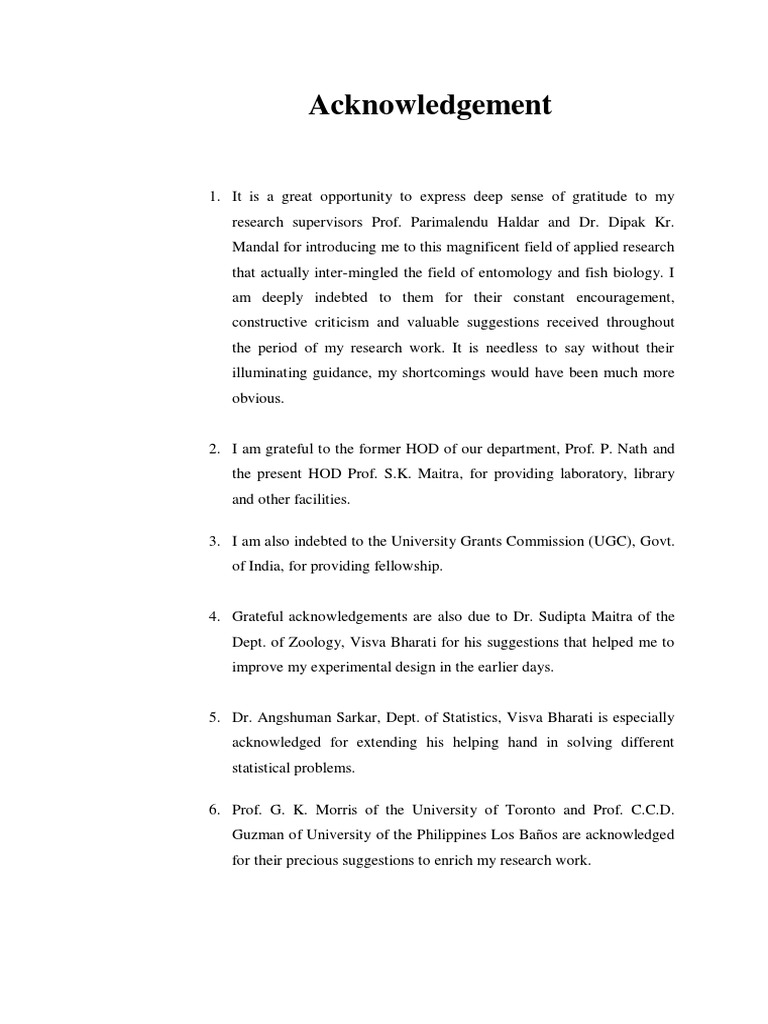 03 Acknowledgement | PDF | Life Sciences | Biology
