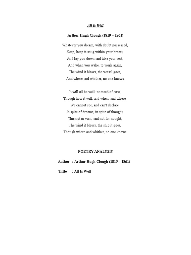 Poet of All Is Well | Poetry