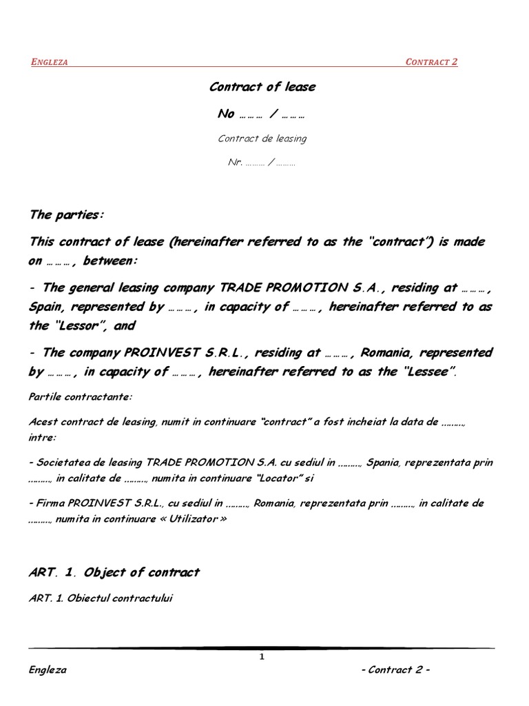 Engleza Contract 2 PDF | PDF