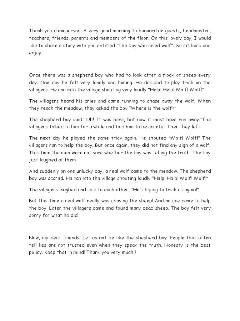 Story Telling Script For Level I | PDF