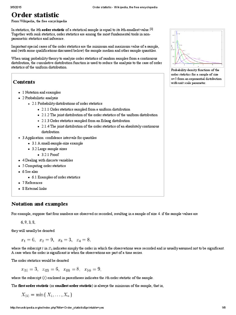 Order Statistic: From Wikipedia, The Free Encyclopedia | Download Free ...