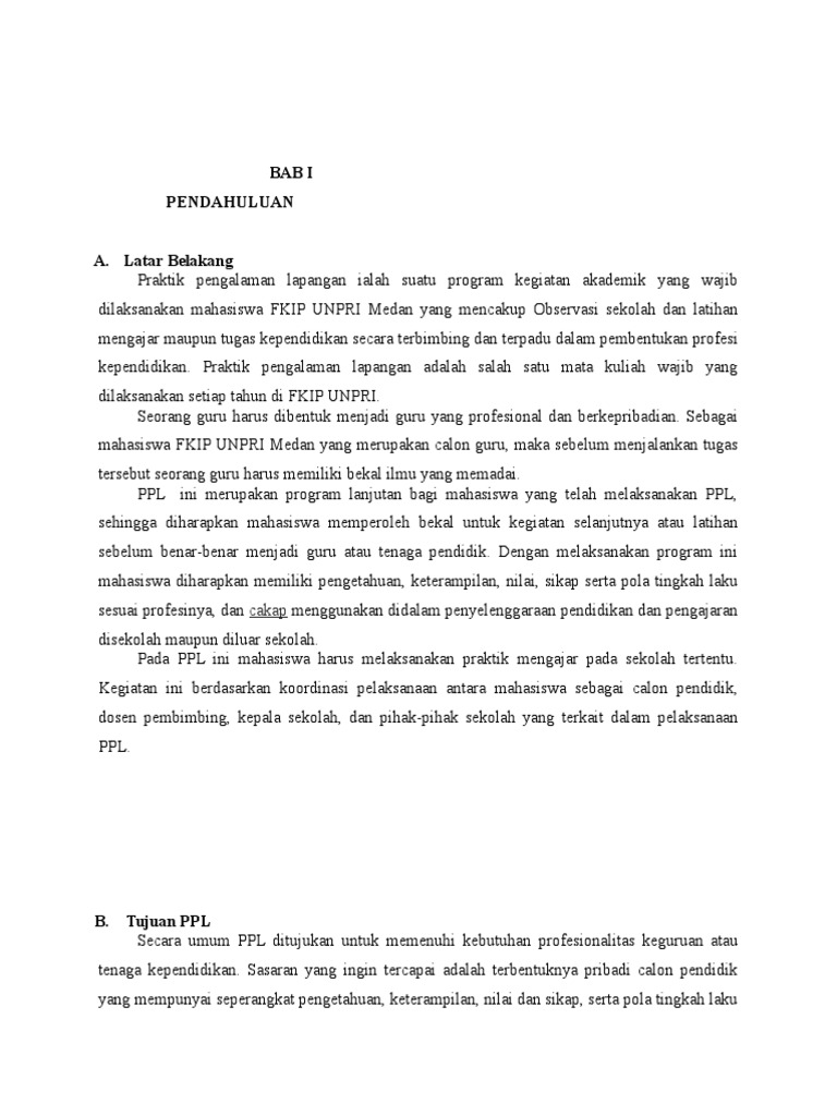 Contoh Laporan PPL | PDF