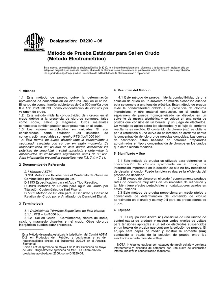 ASTM D-3230 (Español) | PDF | Densidad | Calibración