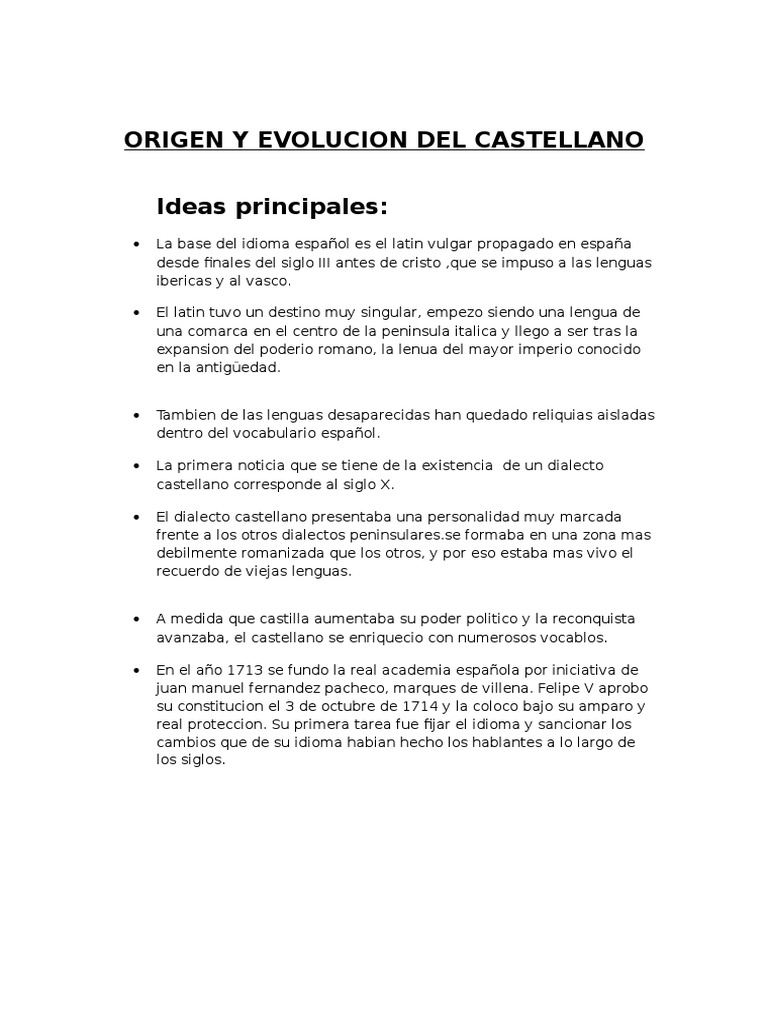 Origen y Evolucion Del Castellano | PDF | latín | Lengua española