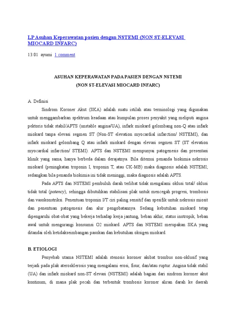 Asuhan Keperawatan NSTEMI | PDF