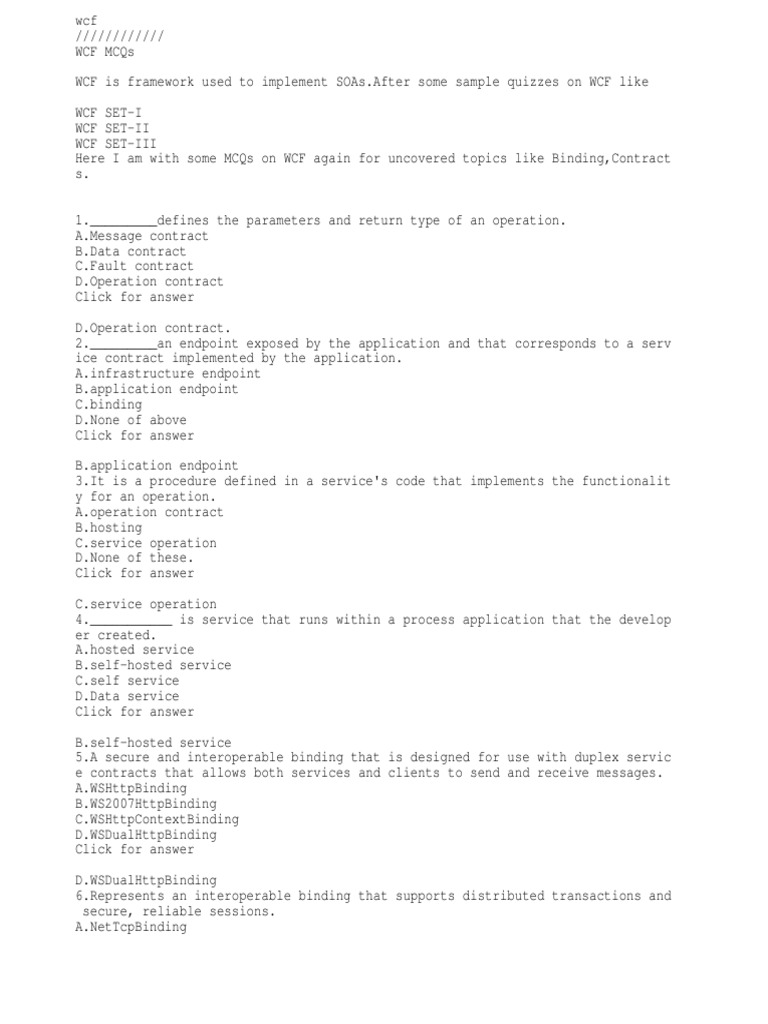 MCQ | PDF | Language Integrated Query | Windows Communication Foundation