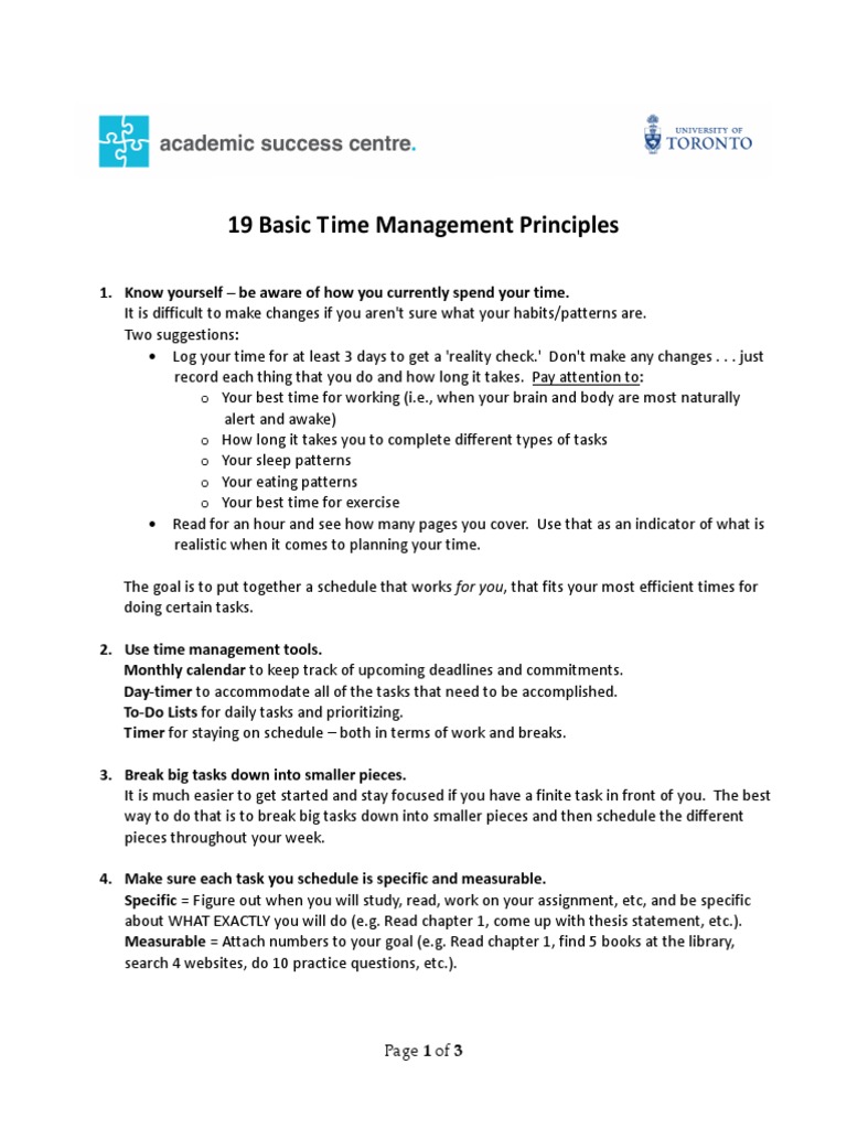 19 Basic Time Management Principles | PDF | Time Management ...