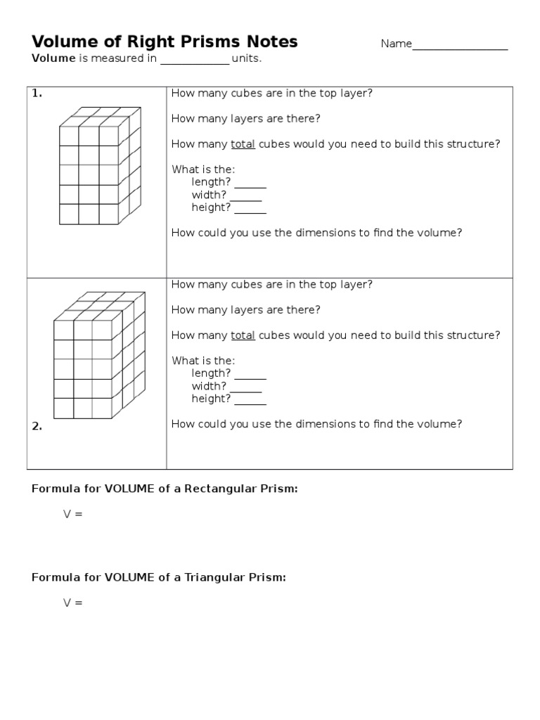 Volume of Right Prisms 1 | PDF