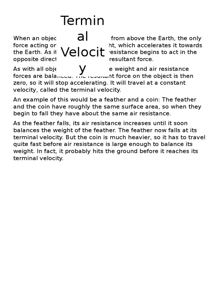 Terminal Velocity | PDF