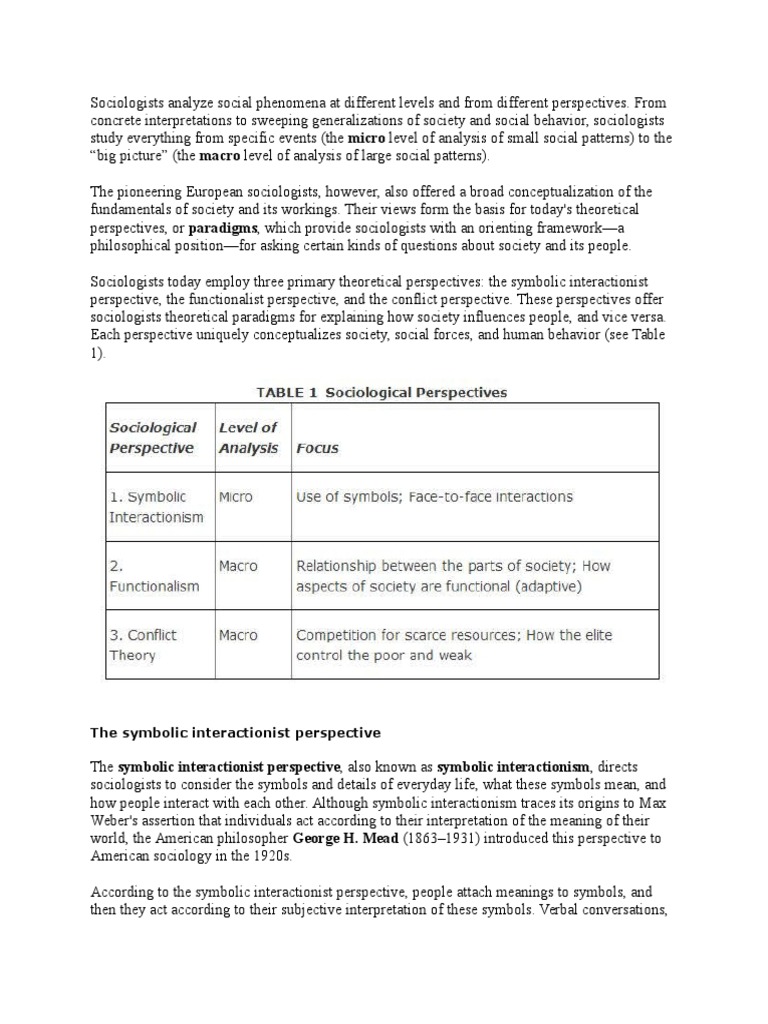 Understanding Sociological Perspectives | PDF | Sociology ...