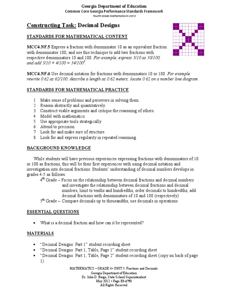 Decimal Designs PDF | PDF | Decimal | Fraction (Mathematics)