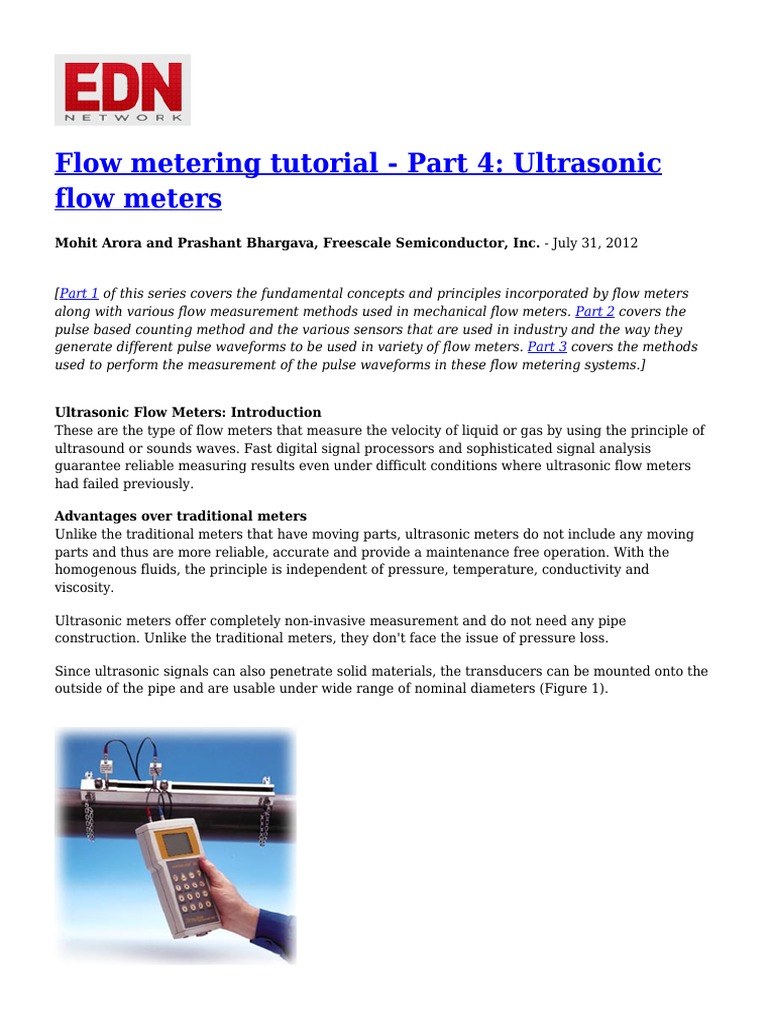 Flow Metering Tutorial Part 4 Ultrasonic Flow Meters | PDF | Flow ...