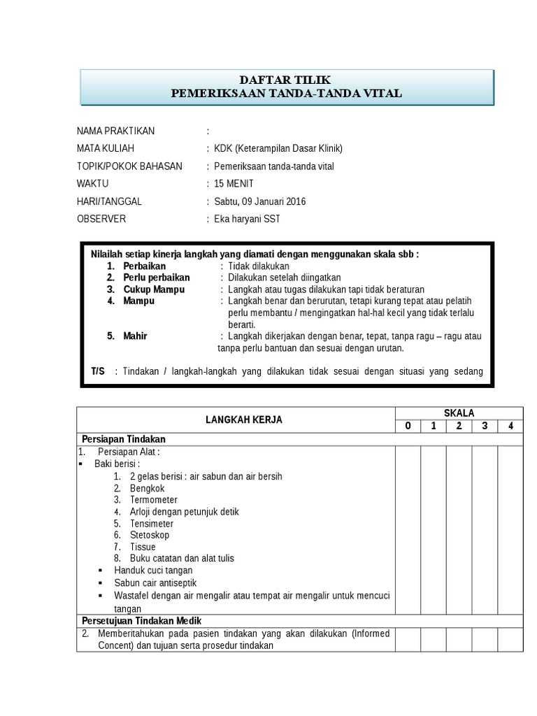 Daftar Tilik TTV | PDF | Pengembangan Diri | Sains & Matematika
