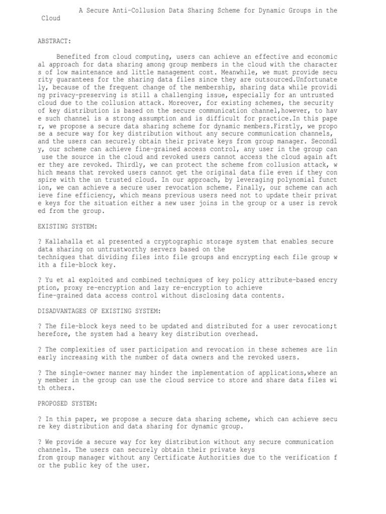A Secure Anti-Collusion Data Sharing Scheme For Dynamic Groups in The ...