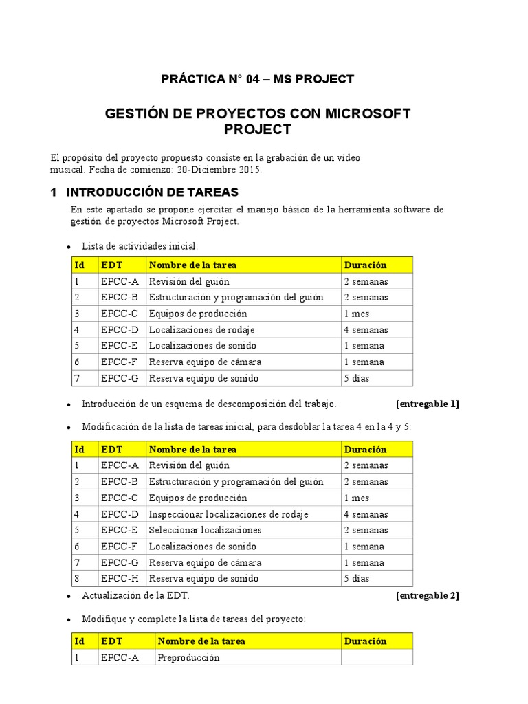 Practica 4 - Ms Project | PDF | Gestión de proyectos | Science