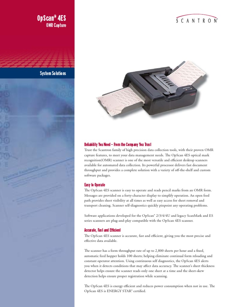 Scantron OPSCAN 4ES Brochure From AXIS IT | PDF | Image Scanner | Areas ...