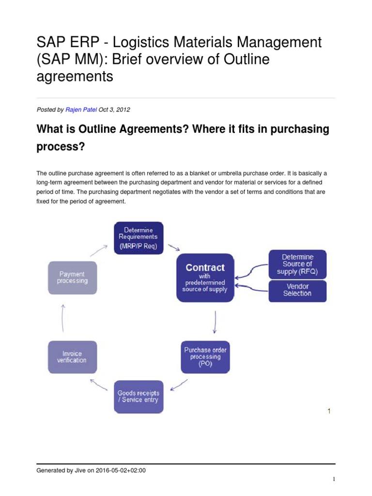 Brief Overview of Outline Agreements | PDF | Logistics | Supply Chain ...