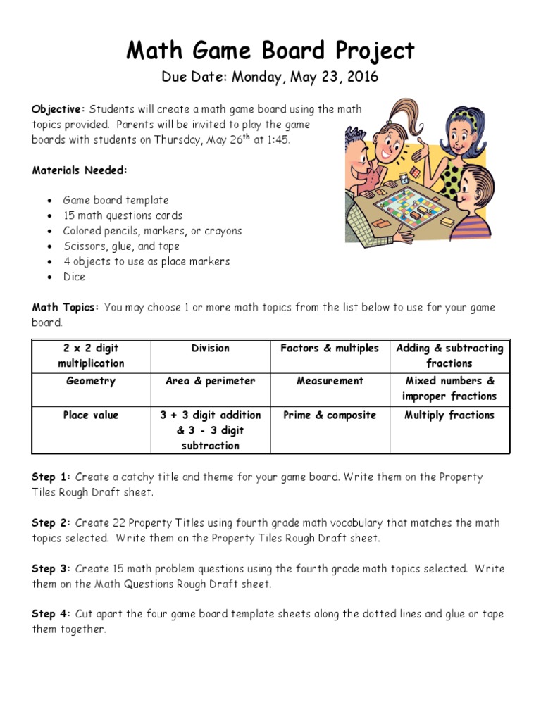 Math Game Board Project | PDF | Fraction (Mathematics) | Multiplication