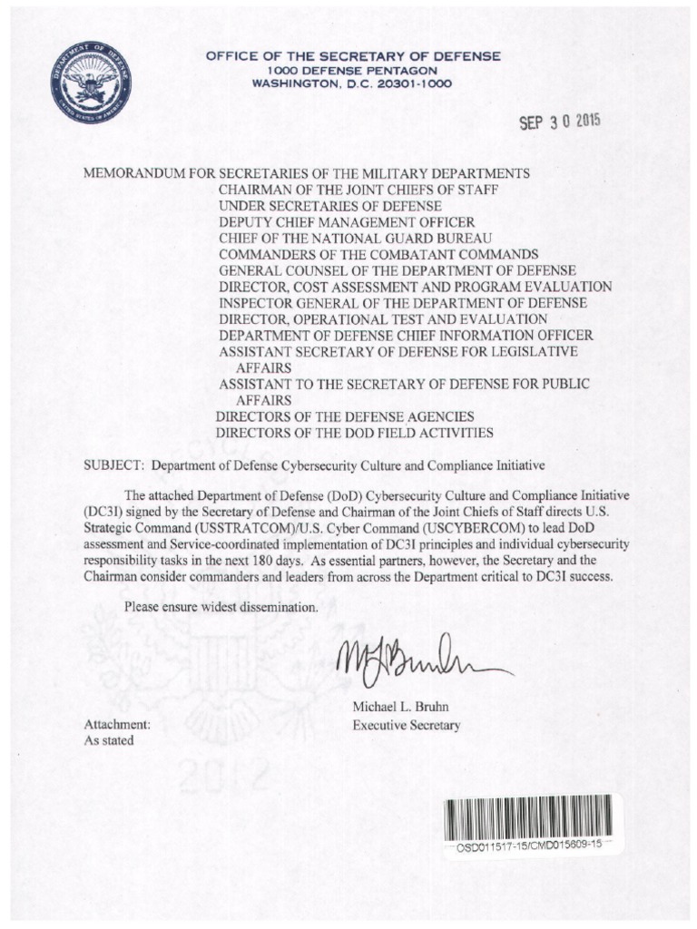 DoD Cyber Security Memo | PDF