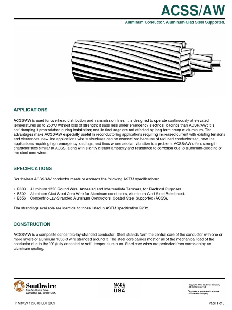 Acss Aw | Download Free PDF | Electrical Conductor | Electricity