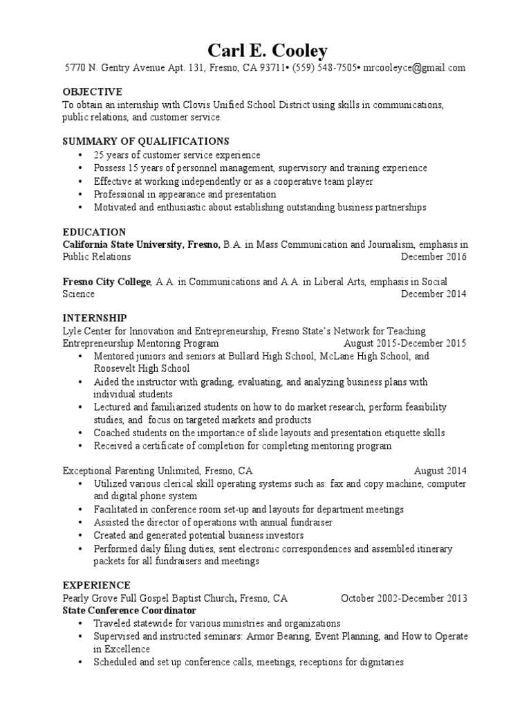 Carl Cooley Resume | PDF | Mentorship | Learning