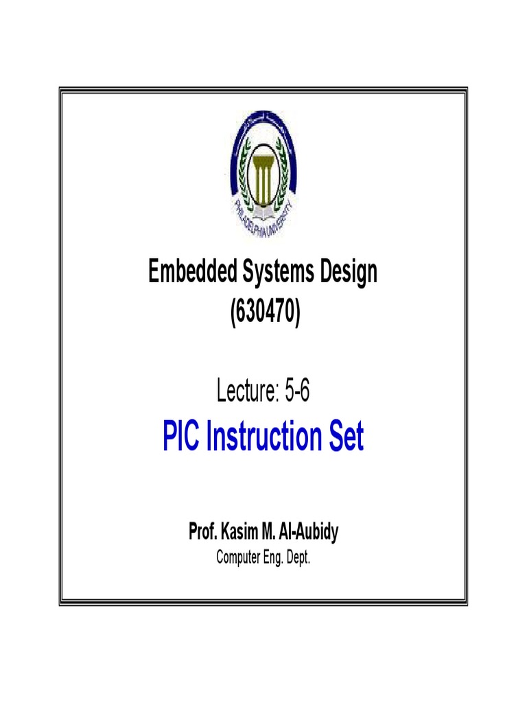ES Slids Lec5 6 PDF | PDF | Instruction Set | Pic Microcontroller