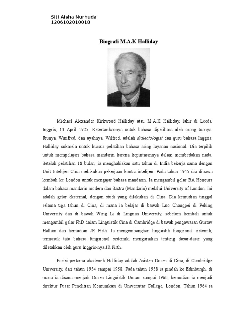 Biografi Mak Halliday | PDF | Seni & Disiplin Bahasa